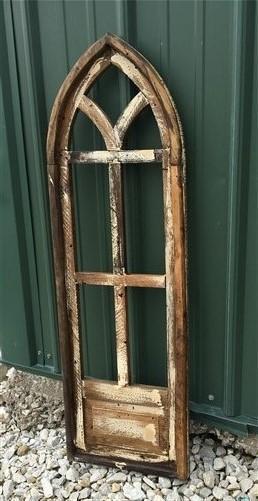 Dark Paneled American Gothic Style Wood Window Frame, Arched Farmhouse ...