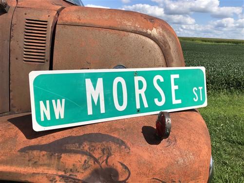 Morse Street Sign, Vintage Green Road Sign, 36x9 Metal Wall Sign, Gara ...