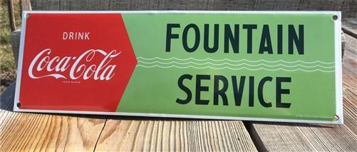 Drink Coca Cola Fountain Service Sign, Metal Porcelain Advertising Sig ...