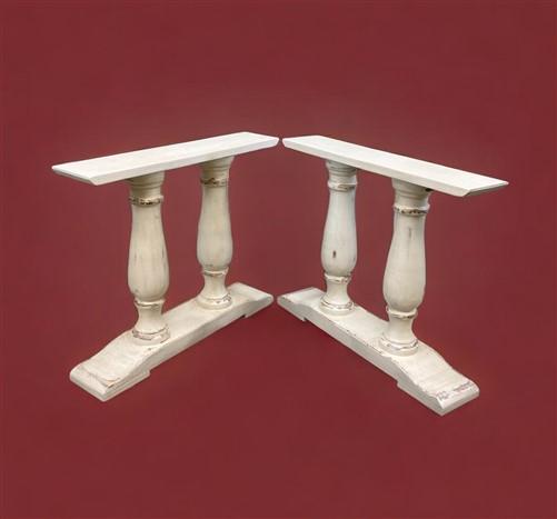 Pair of Narrow Dining Table Legs, Solid Wood Table Base, Turned Trestl ...