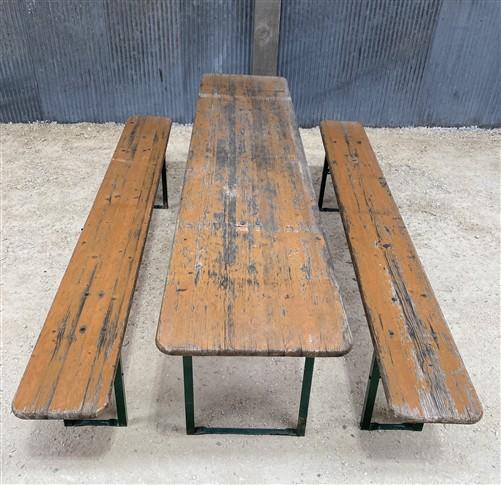 Wood Vintage German Beer Garden Table and Benches, Oktoberfest Picnic ...
