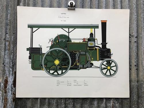 Stanley Paine, Laura, 17.5x14 Traction Engine Steam Engine Art Print B ...
