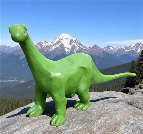 Sinclair Dinosaur Statue, Green Cast Aluminum Brontosaurus, Jurassic Y ...